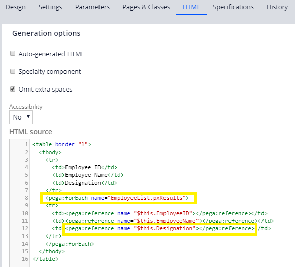 HowToPega: Non autogenerated section "pega:forEach" JSP directive