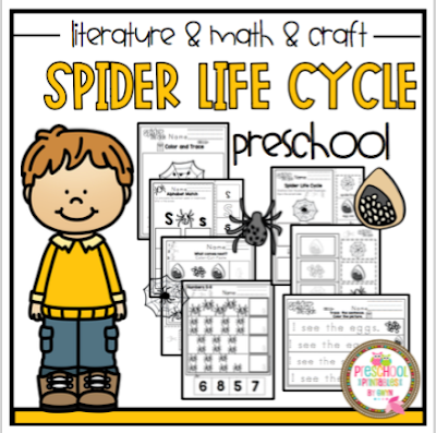Spider Life Cycle Literature and Math plus Sequencing Craft ~ Preschool ...