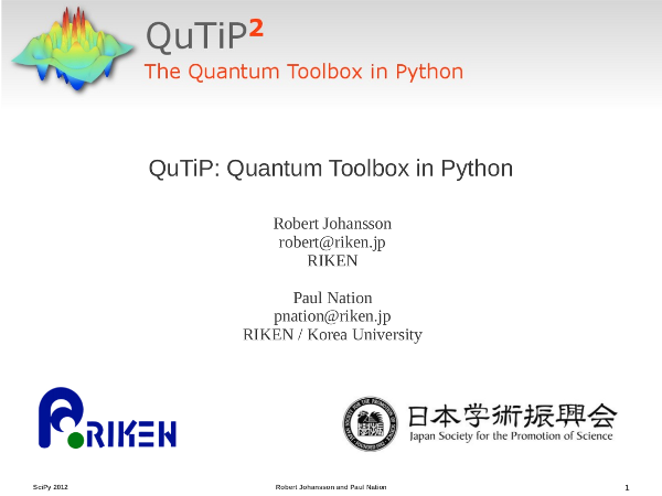 Qutip The Quantum Toolbox In Python Qutip Talk At Scipy2012