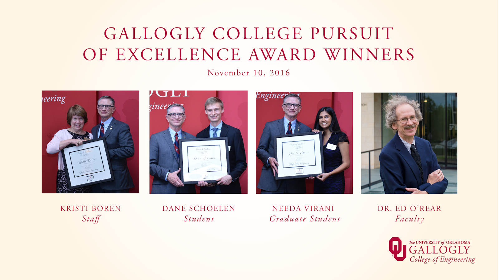 2016 Gallogly College Pursuit of Excellence Awards Given