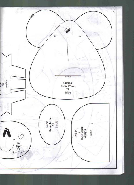 As Coisas da Beu: ratinho em tecido ou feltro - moldes e passo a passo