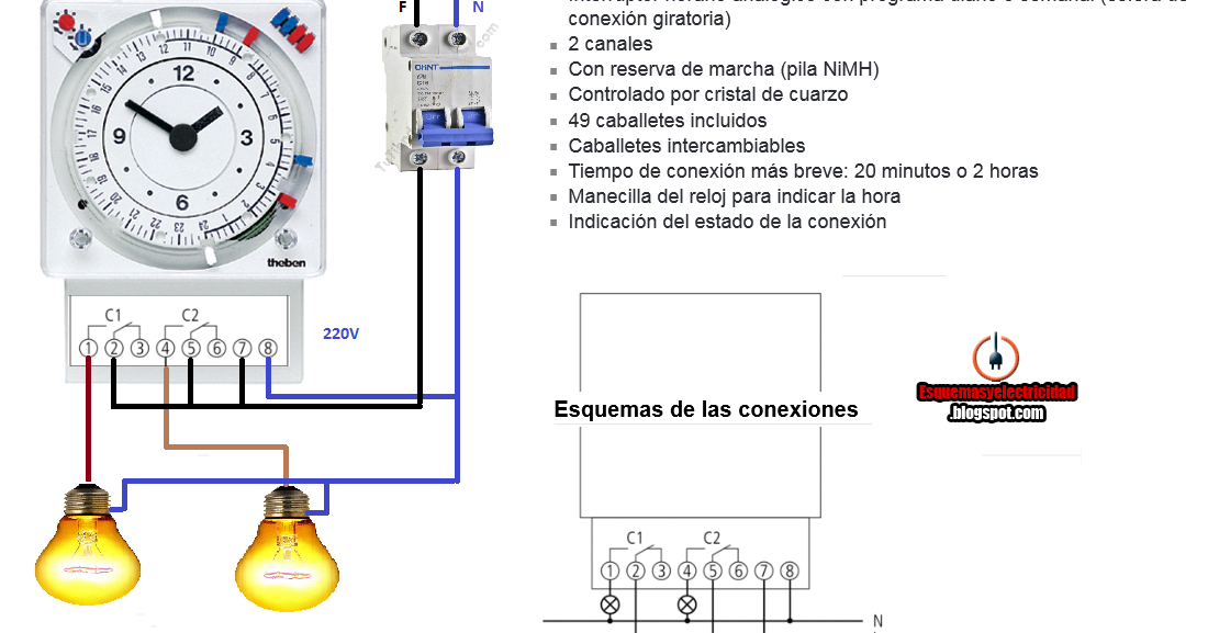 Esquemas eléctricos: interruptor horario analogico con programa diario ...