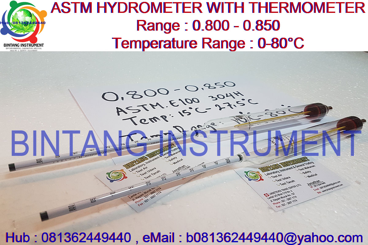 .: 081362449440 Jual ASTM Hydrometer with thermometer Range 0.800 – 0. ...