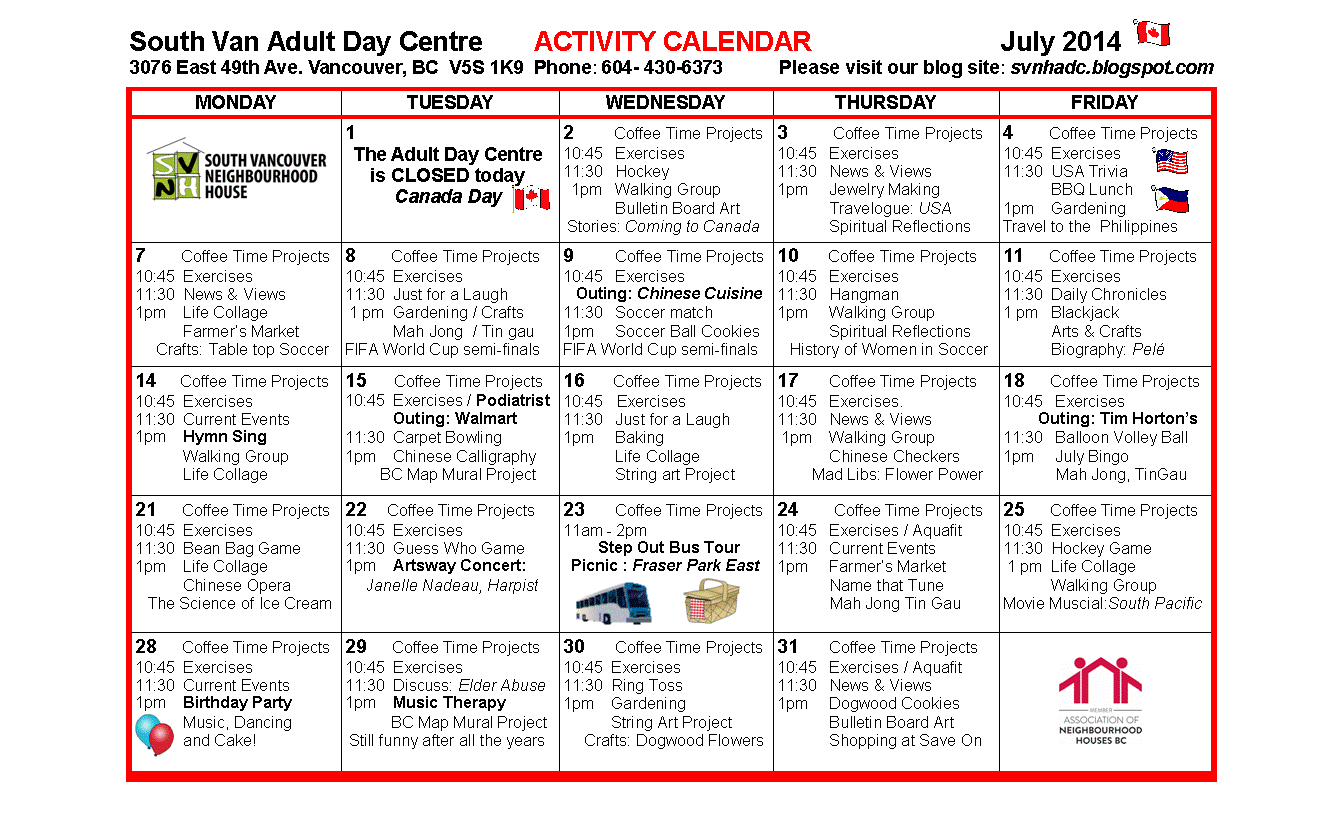 South Vancouver and Beulah Adult Day Programs: July 2014