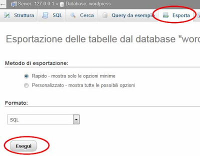 Come esportare un database con phpMyAdmin | Oggi è un altro post