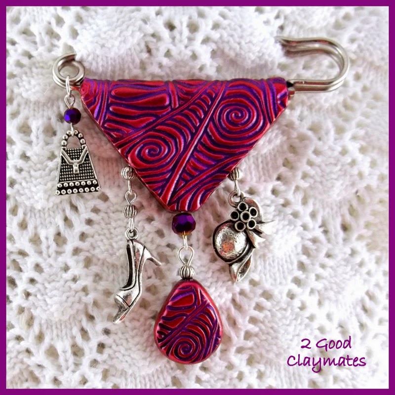 2 Good Claymates: Folded Bead Sweater Shawl Pin