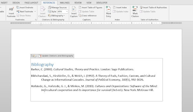 Citasi (2) : Penggunaan Menu References Pada Microsoft Word 2007
