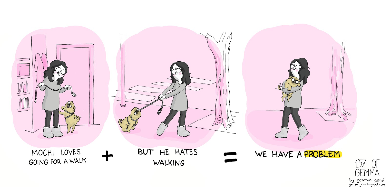 157 of gemma: Mochi hates walking, my favorite cartoon