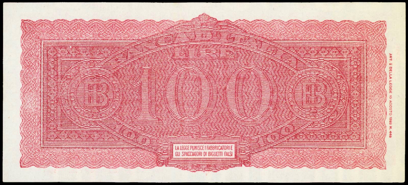 Italy 100 Lire Banknote 1944 Turreted head of Italia|World Banknotes ...