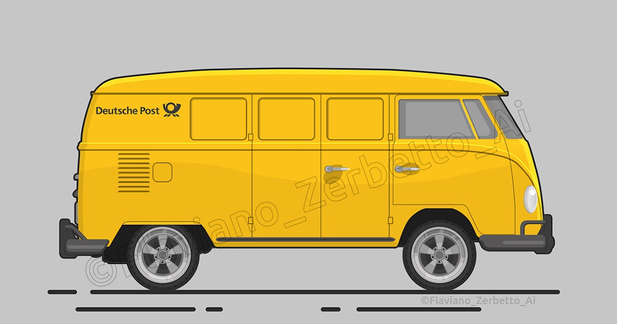 KombiT1: Deutsche Post Van VW T1 Flat Design