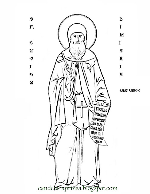 Candela aprinsă: Sfântul Cuvios Dimitrie Basarabov - planșă de colorat