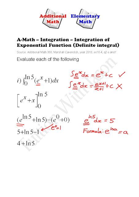 A-Math - Integration - Integration of Exponential Functions (Definite ...