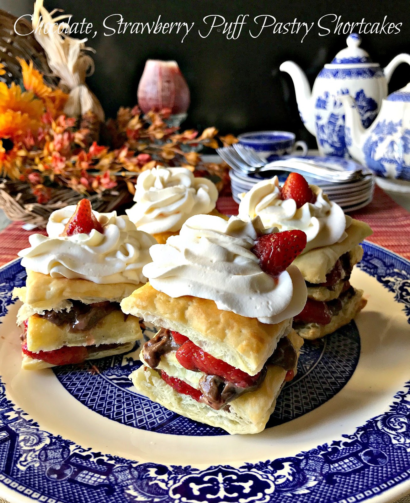 Chocolate, Strawberry Puff Pastry Shortcakes