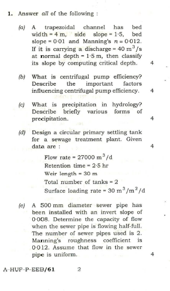 Engineering Services Exam Civil Engineering Paper II 2016 Question ...