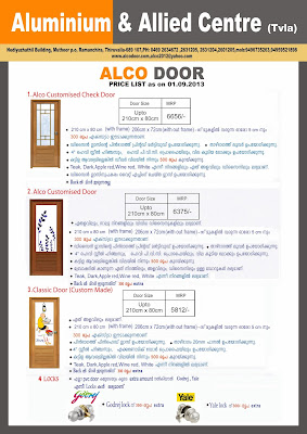 ALCO ALUMINIUM PVC BRANDED PRODUCTS: CURRENT ALCO PVC GLASS DOOR RATES
