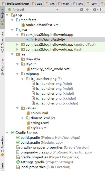 Android Project Structure in android Studio - Java2Blog