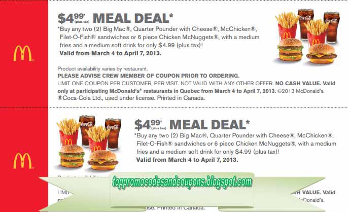 Free Promo Codes and Coupons 2022: Mcdonalds Coupons