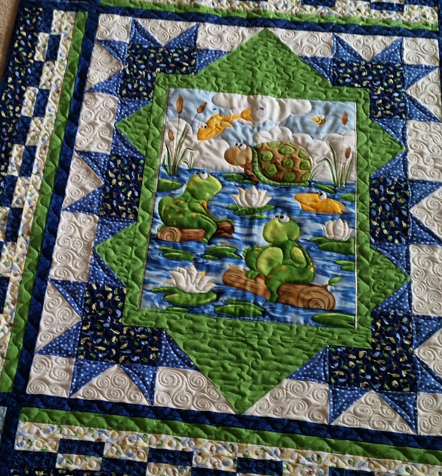Mountain Quiltworks: Turtle Baby Quilt Finished for April OMG