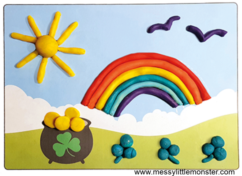 St Patricks Day Playdough Mat - Messy Little Monster