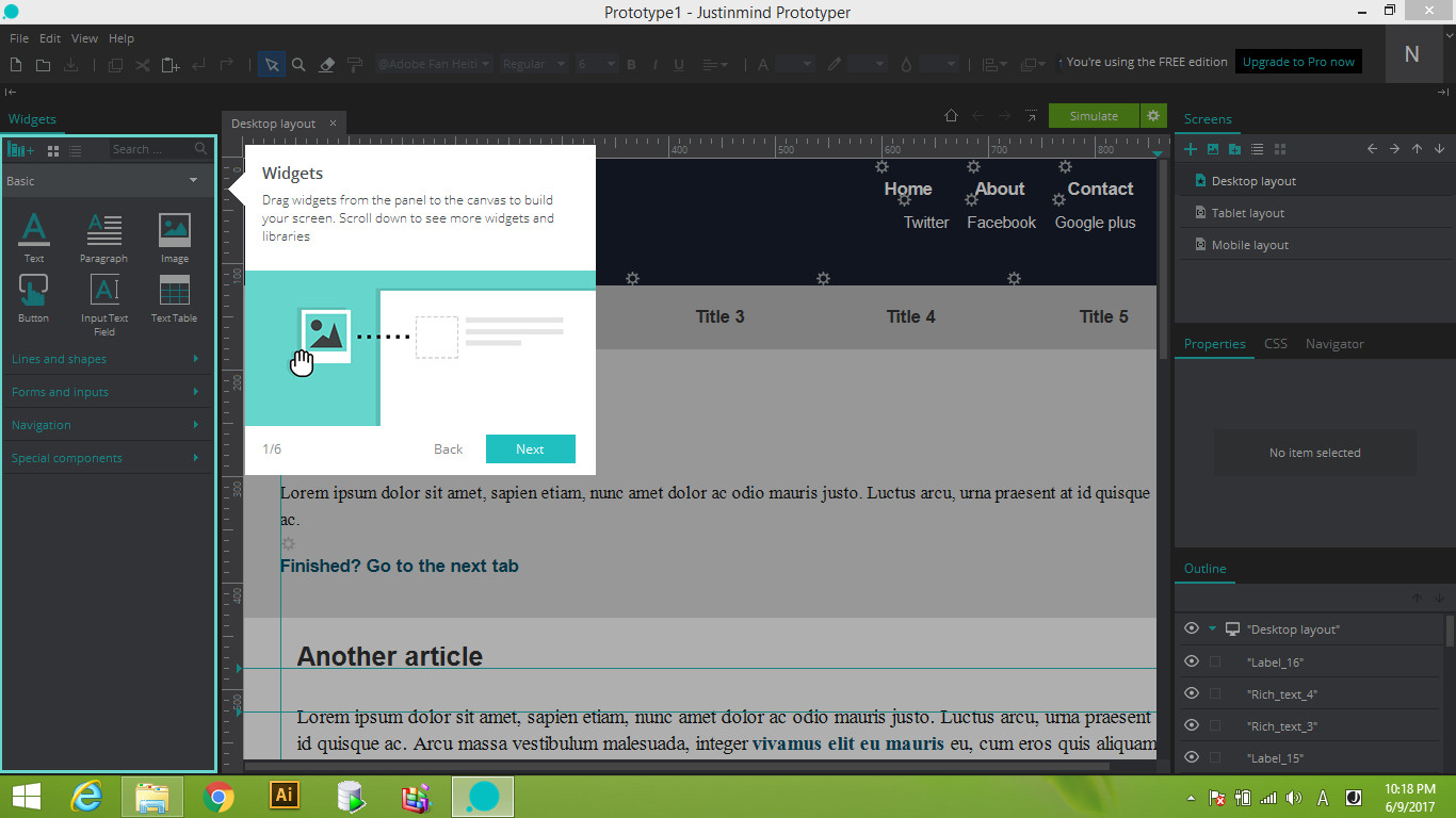 SAILOM LEARNING: การออกแบบ User Interface ด้วย Justinmind Prototyper (ต่อ)