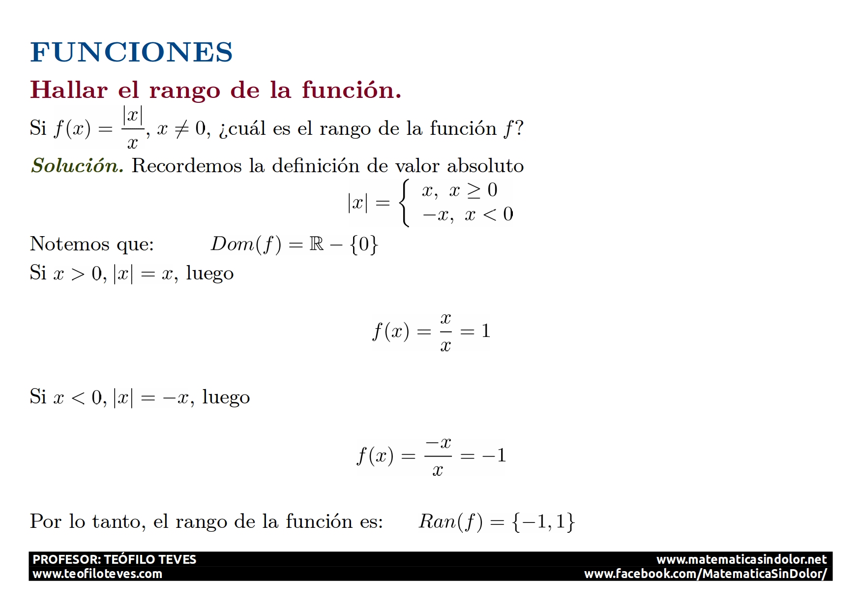 Hallar el rango de la función - Funciones
