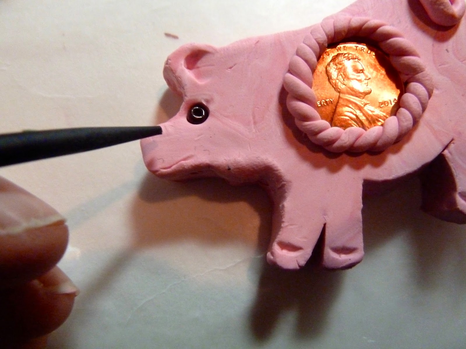 Make it easy crafts: Lucky penny polymer clay piggy bank key chain tutorial