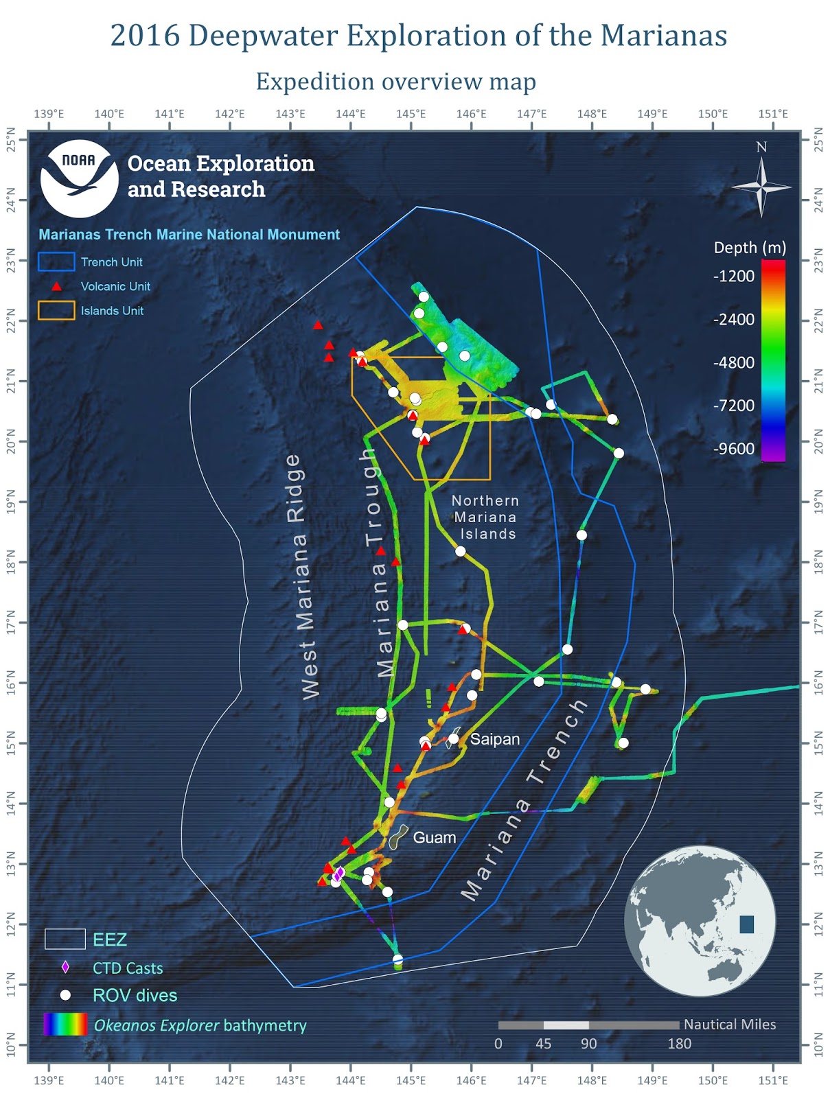 mariana trench location on world map