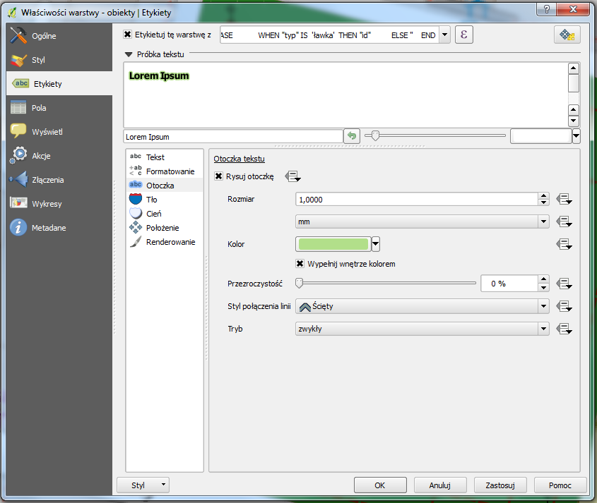 QGIS KURS: Część 1. Podstawy - 6. Etykietowanie.