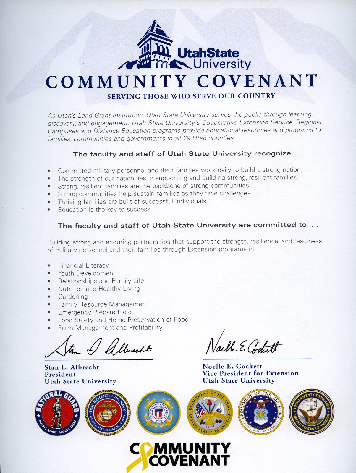 Utah National Guard: USU Leaders Sign Community Covenant in Support of ...