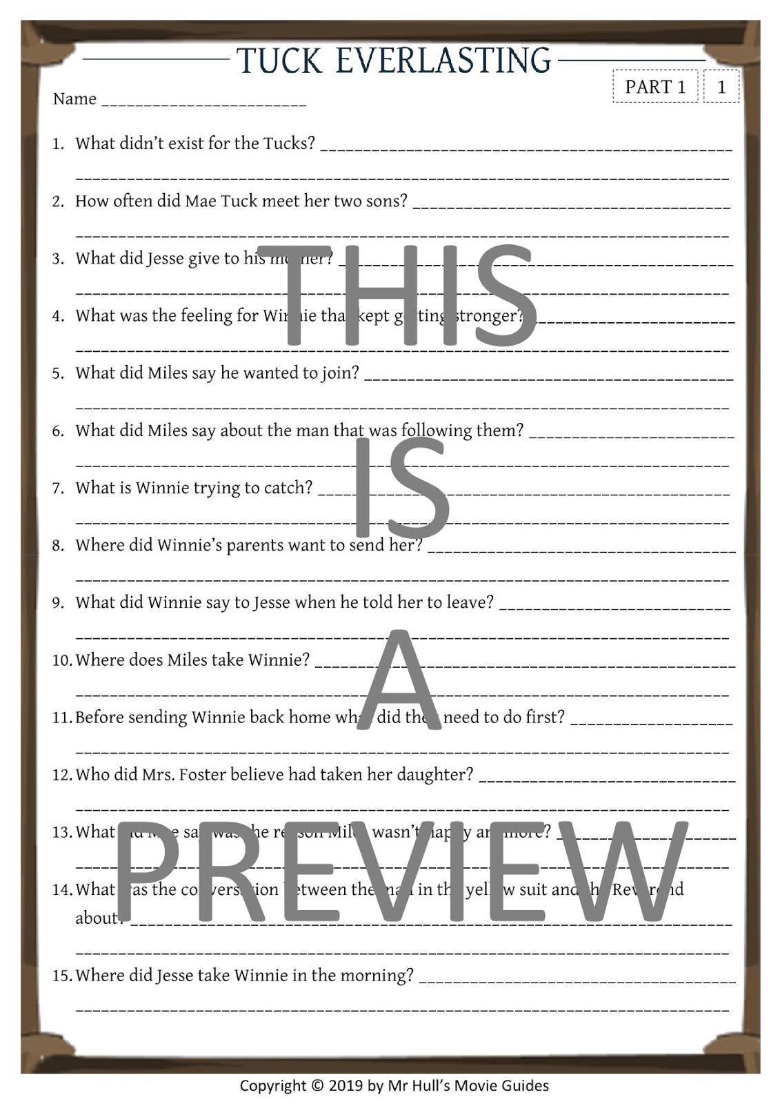 Tuck Everlasting Movie Guide + Activities - Answer Keys Included ...