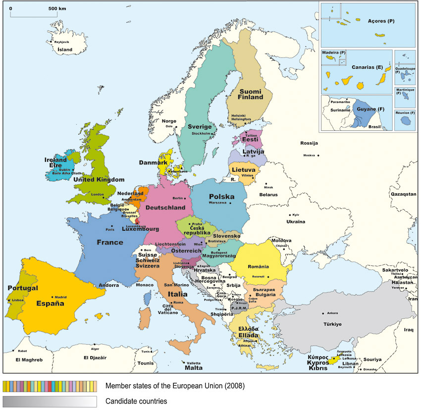 Geografía e Historia: Mapas de la UE y España