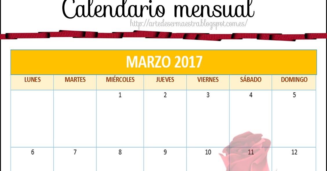 Calendario mensual marzo
