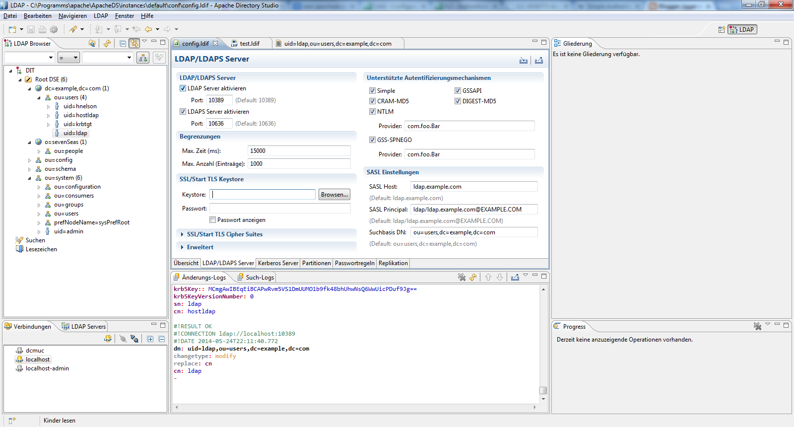 jigger mast: kinit apacheds kerberos