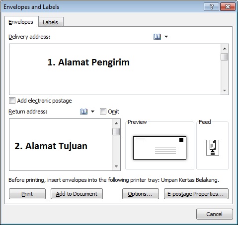 Mengatur label amplop surat menggunakan Microsoft Word - Teknologi ...