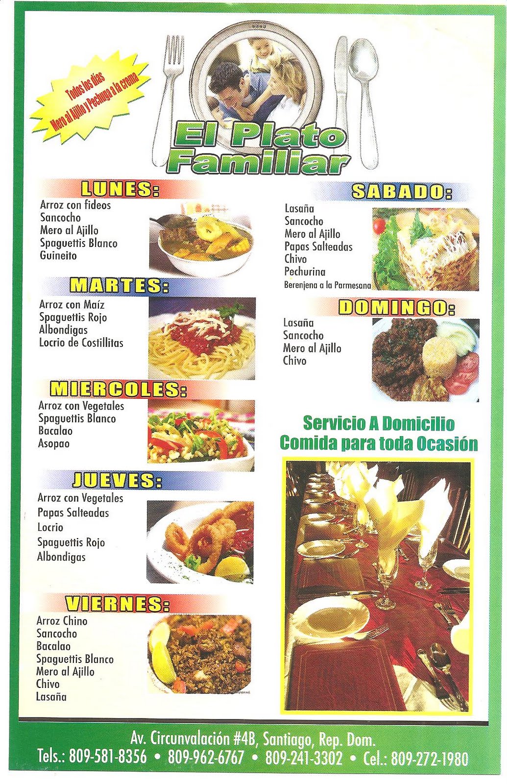 .: MENU DIARIO DEL PLATO FAMILIAR