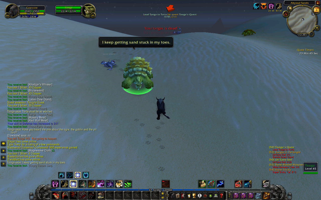 All my screen shots of World Of Warcraft.: Tooga Tortoise Quest!!!!!!!! LOL