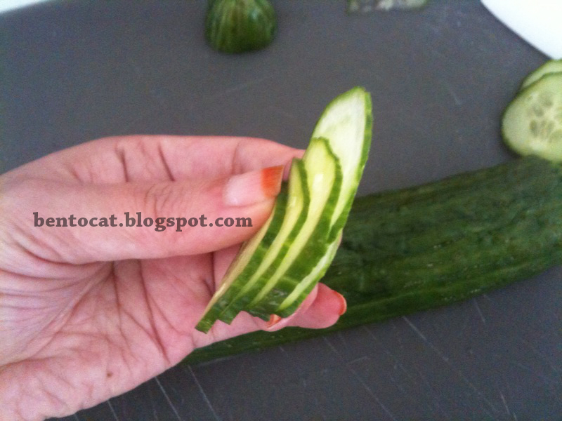 Adventures of Bento Cat: Tutorial - Bento space filler - cucumber flower