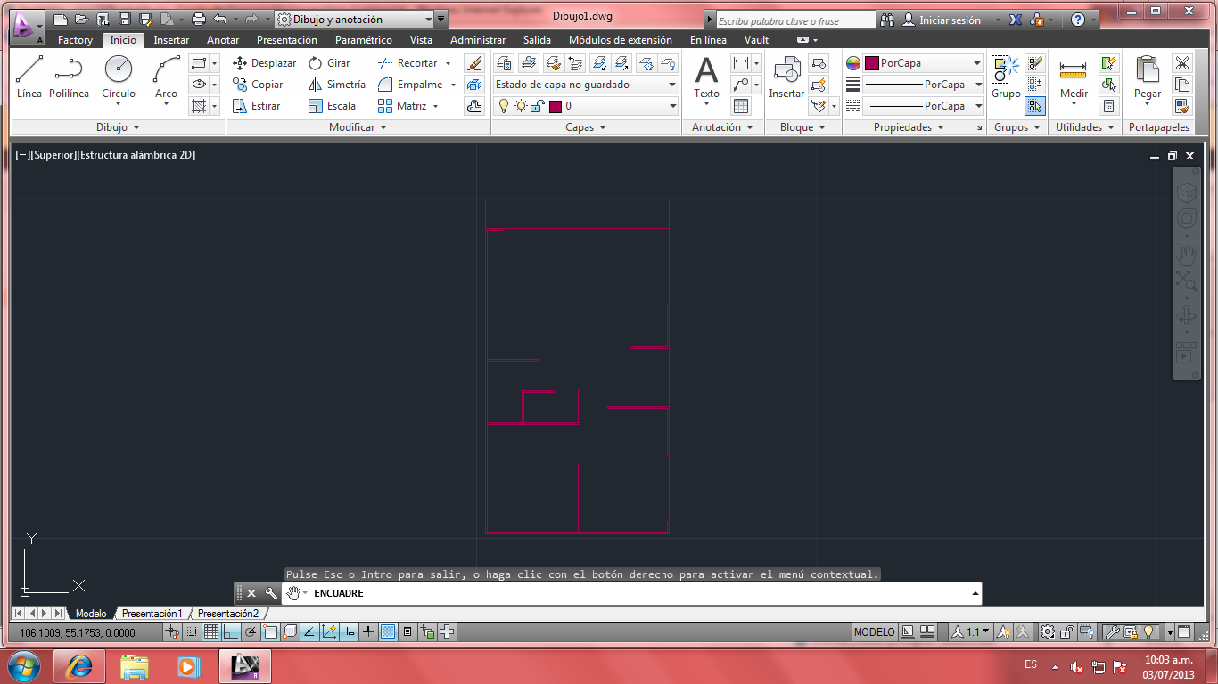dibujo para ingenieria: Plano arquitectonico (Autocad)