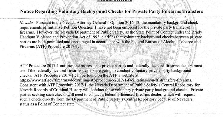 Nevada Carry: DPS Waives Certain Background Check Fees