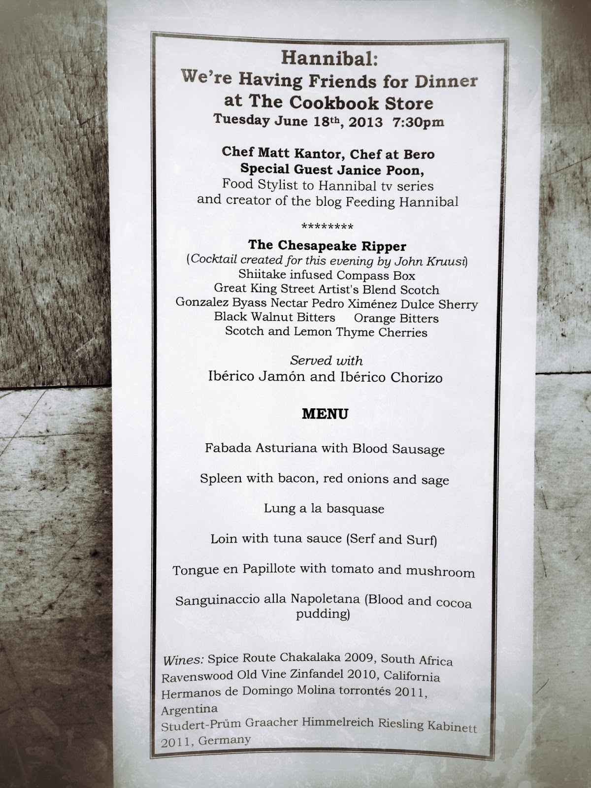 the cookbook store blog: Hannibal: We're Having Friends for Dinner