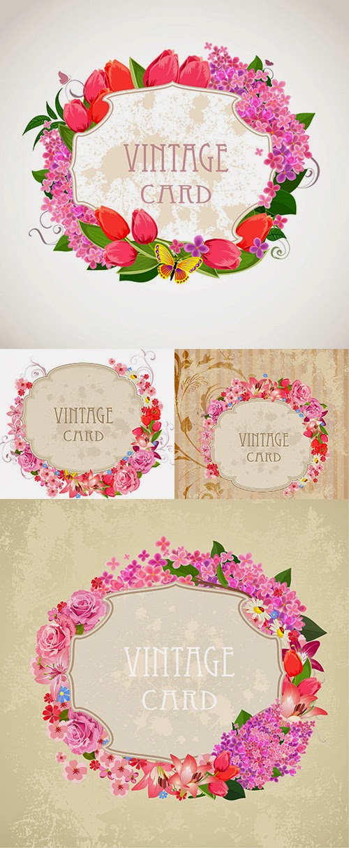 Блог Колибри: Flower frames labels card vector