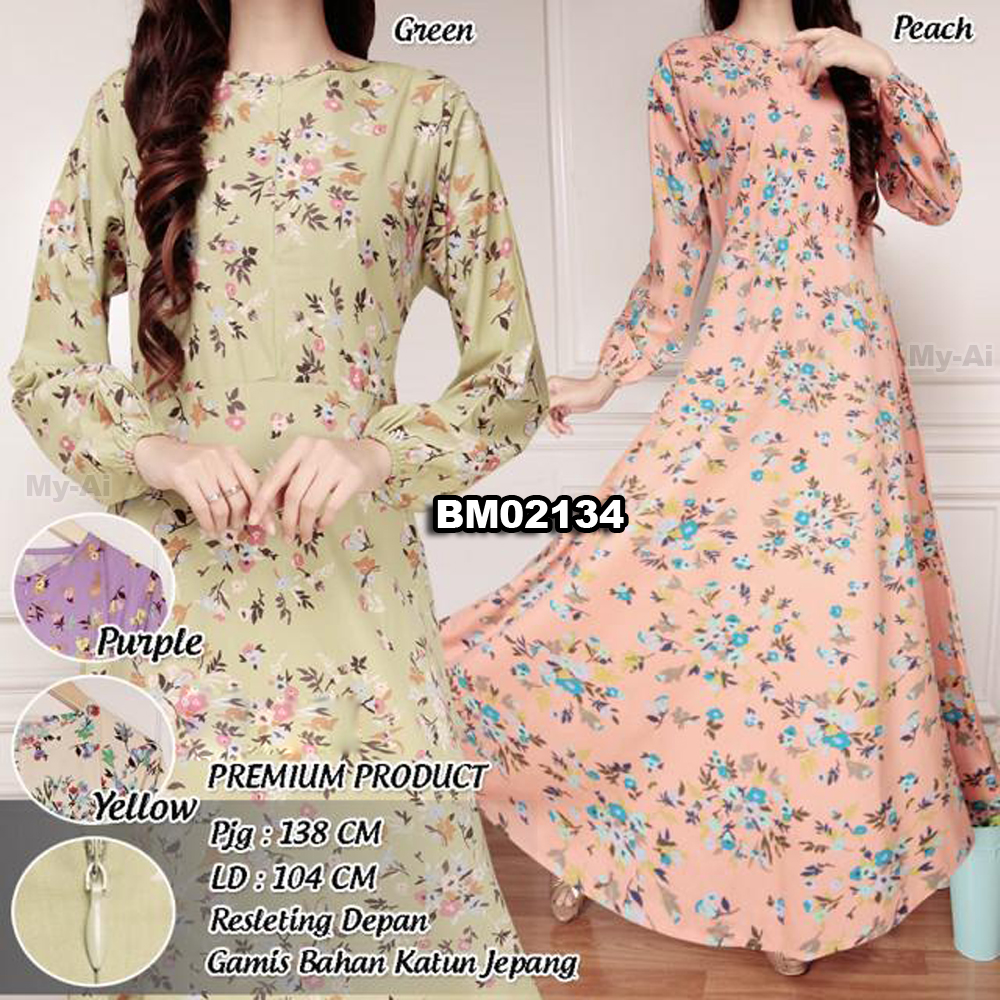 Pusat Grosir Busana Muslim Murah Sidoarjo: BM02134 Dress Gamis Katun ...