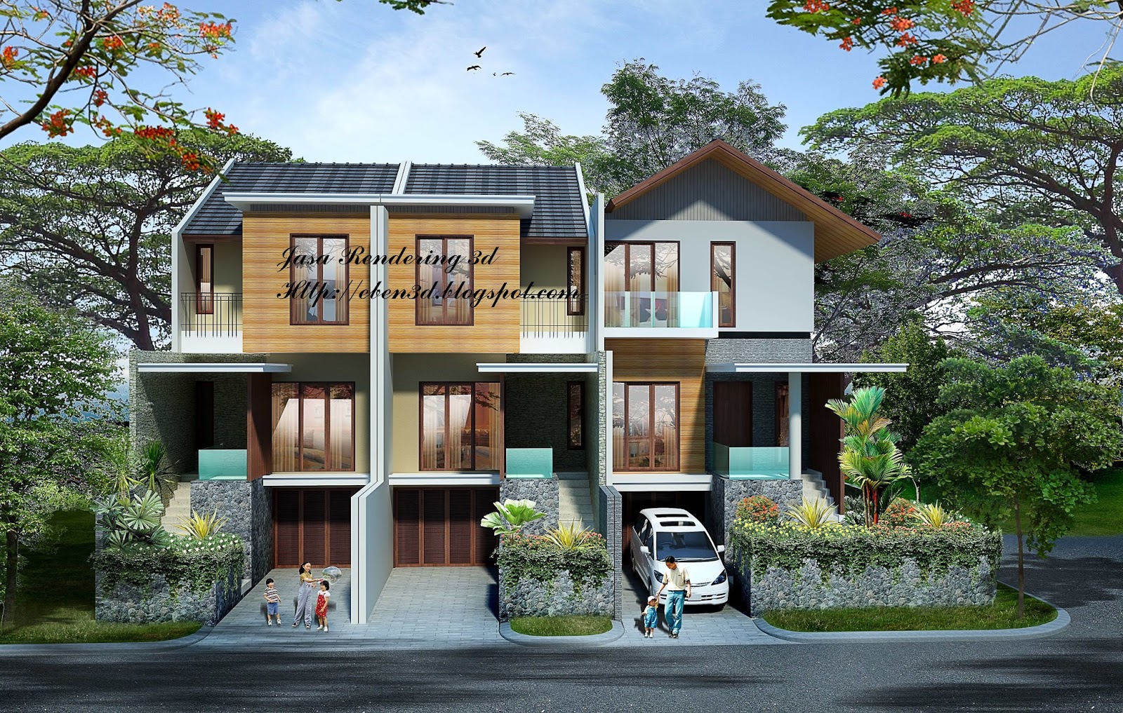 Rendering 3D Rumah 2 Lantai