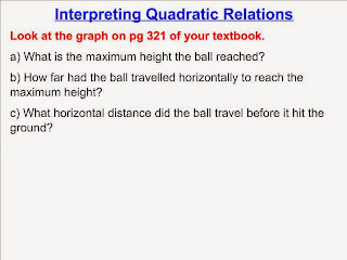 Gr 10 Applied Math: Interpreting Quadratic Relations