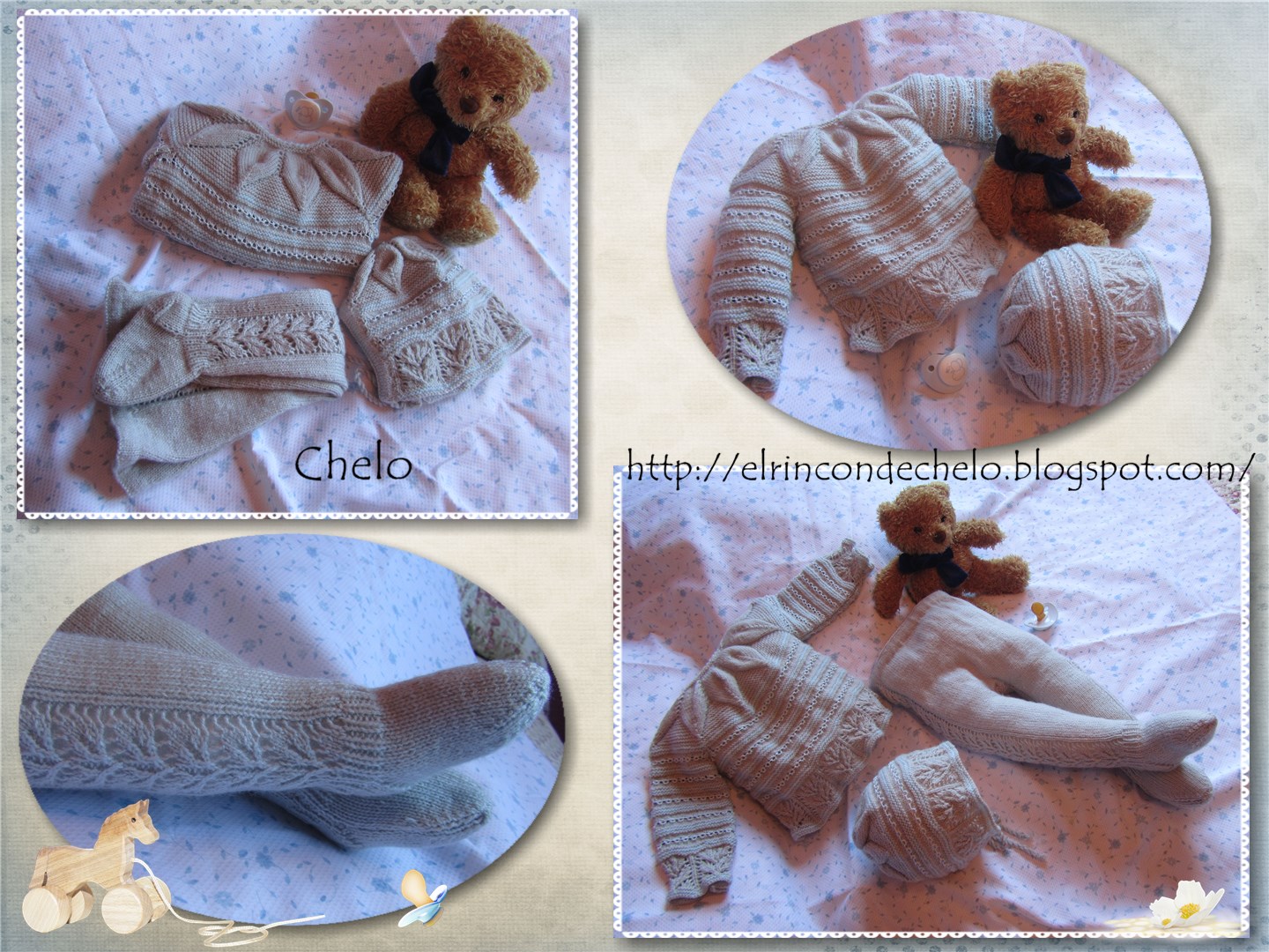 El rincón de Chelo: Conjunto azul y gris para bebé