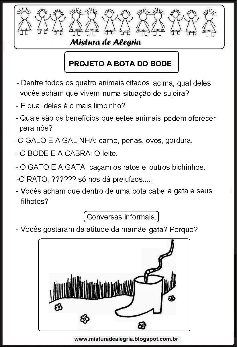 SEQUÊNCIA DIDÁTICA A BOTA DO BODE, IMPRIMIR,COLORIR - Mistura de Alegria