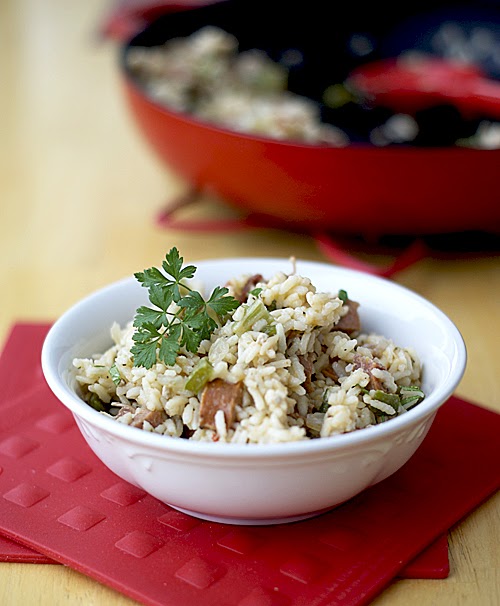Cajun Rice with Sausage ~ Heat Oven to 350