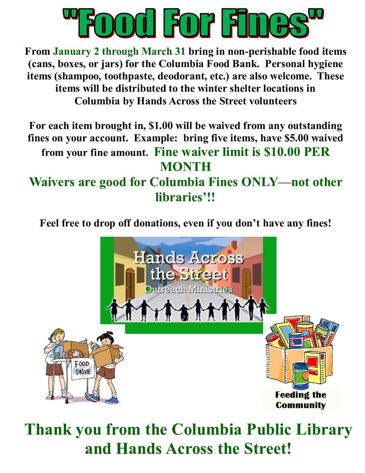 Pay your library fine with food! – Columbia Spy