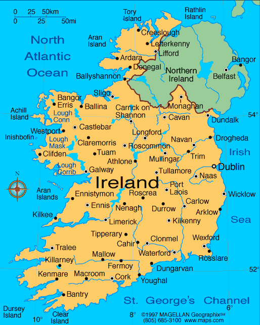 IRELAND - GEOGRAPHICAL MAPS OF IRELAND