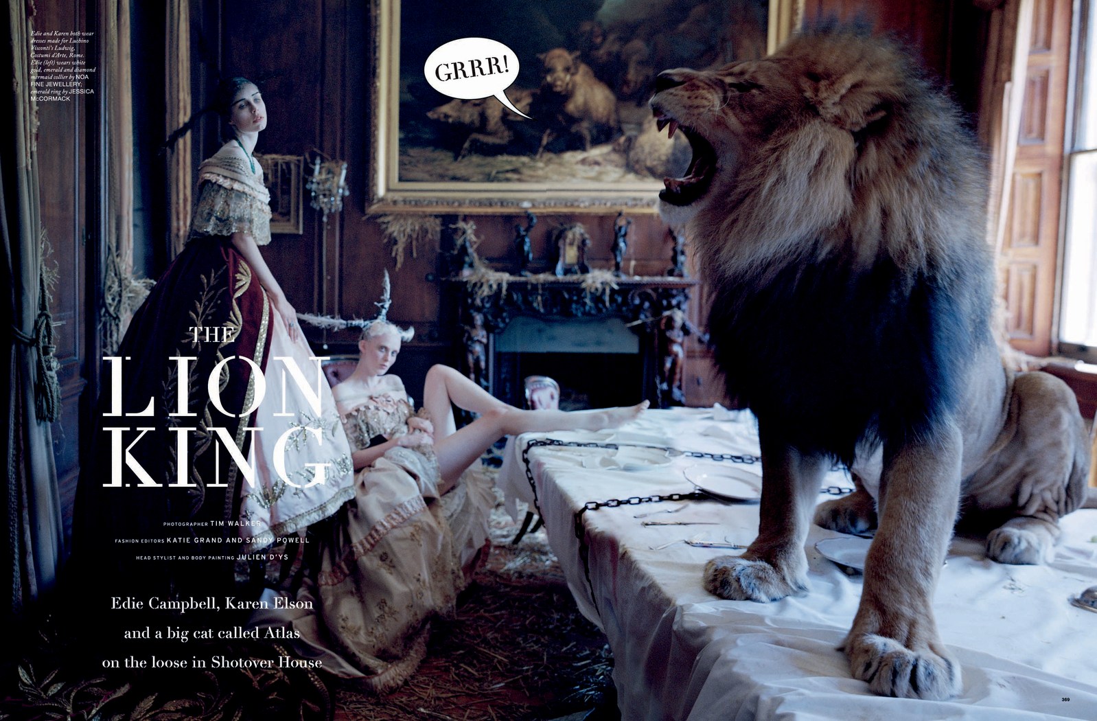 the lion king: karen elson, edie campbell and atlas the lion by tim ...